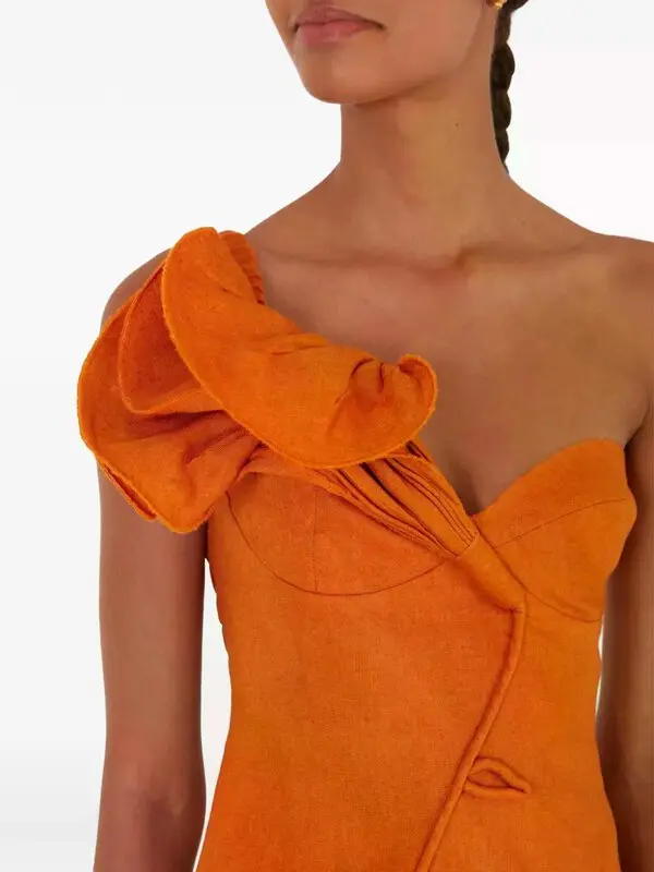 Farm Rio One-shoulder Ruffle Mini Dress