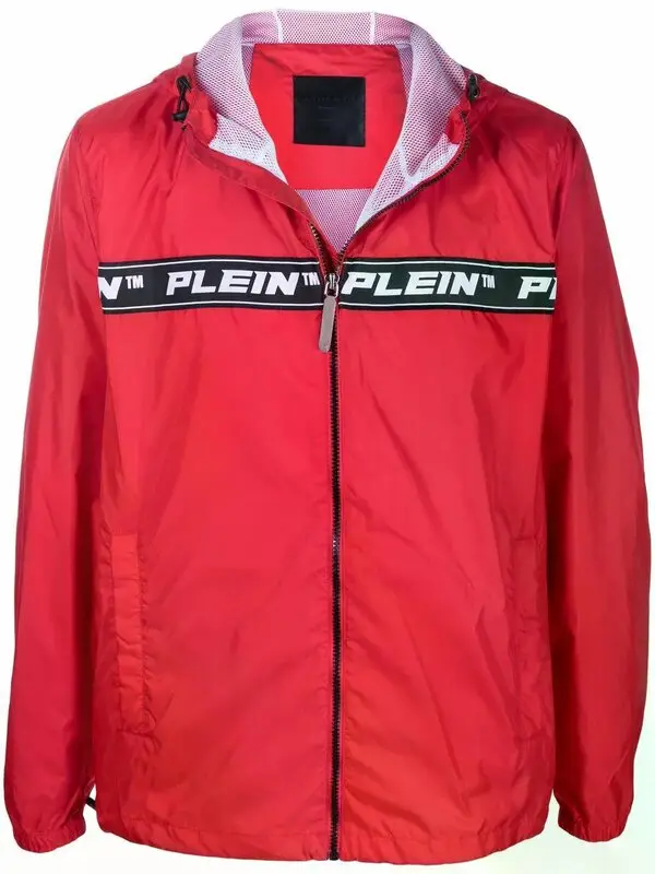 Philipp Plein Logo Tape Hooded Windbreaker