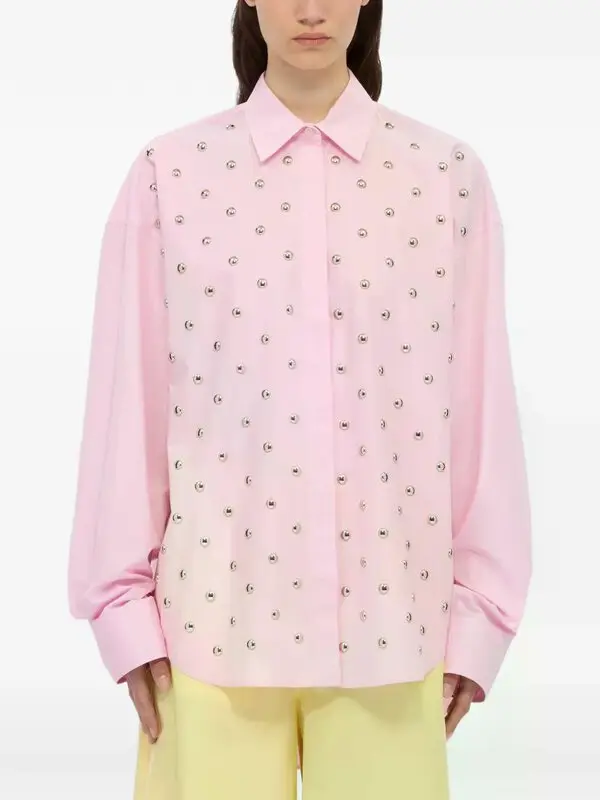 MSGM Embellished Cotton Shirt - Pink