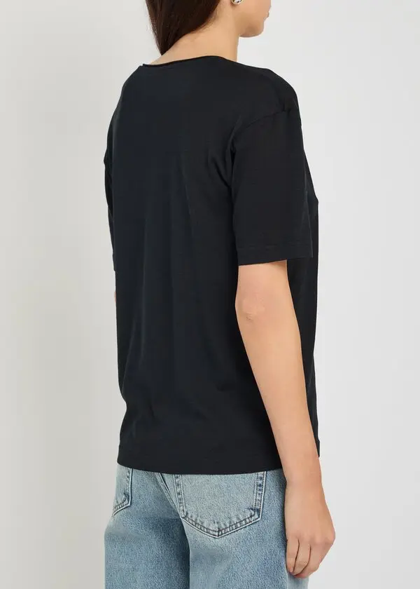 TOTEME Scoop-neck Cotton And Silk-blend T-shirt - Black