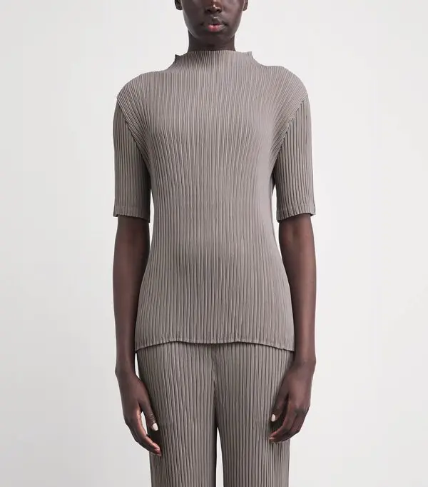Issey Miyake High Neck Pleated Top