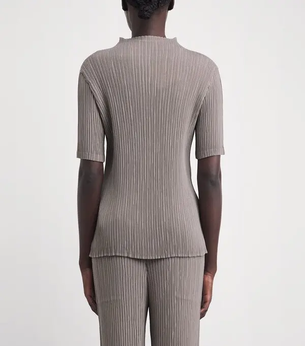 Issey Miyake High Neck Pleated Top
