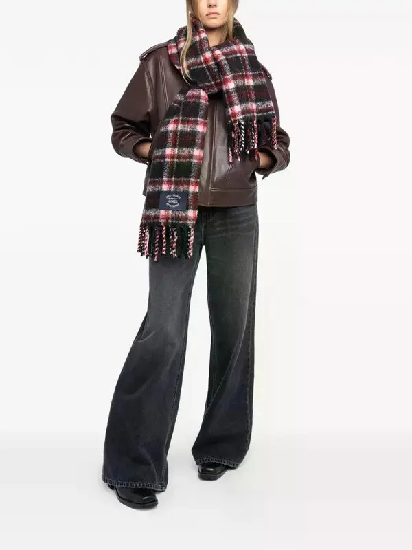 Zadig&Voltaire Joan Tartan Fringed Scarf - Black