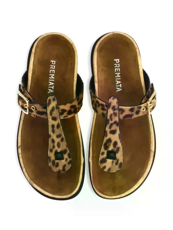 Premiata Leopard-print Buckle Sandals - Neutrals