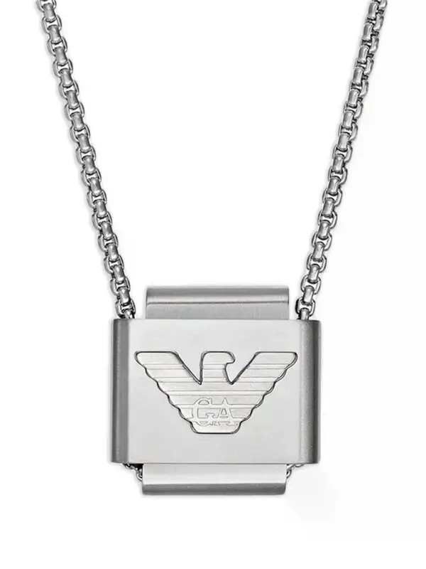 Emporio Armani Tone Logo Pendant Necklace - Silver