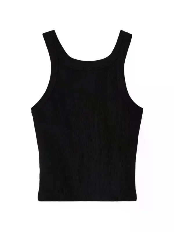 Pinko Cropped Ribbed Vest Top With Embroidered Logo