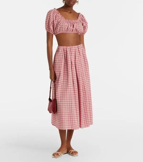 Faithfull The Brand Murcia Checked Cotton Crop Top