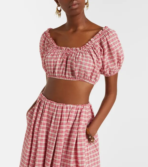 Faithfull The Brand Murcia Checked Cotton Crop Top