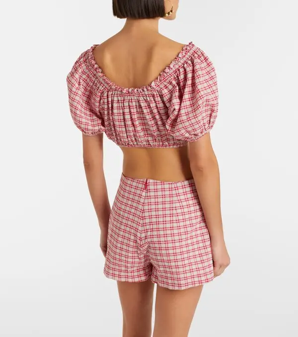 Faithfull The Brand Lila Checked Cotton Shorts