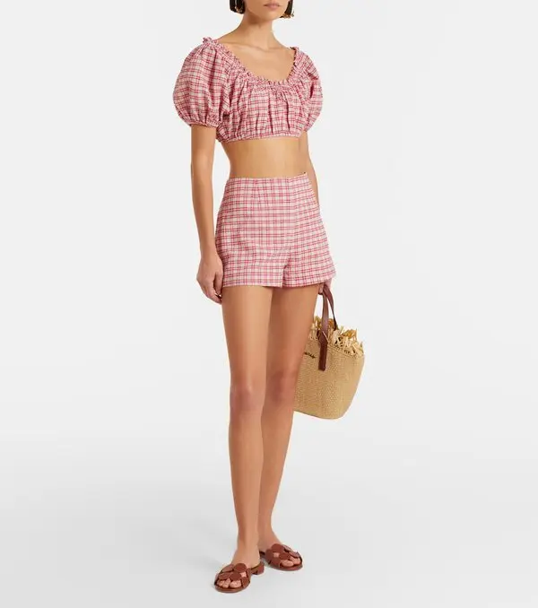 Faithfull The Brand Lila Checked Cotton Shorts