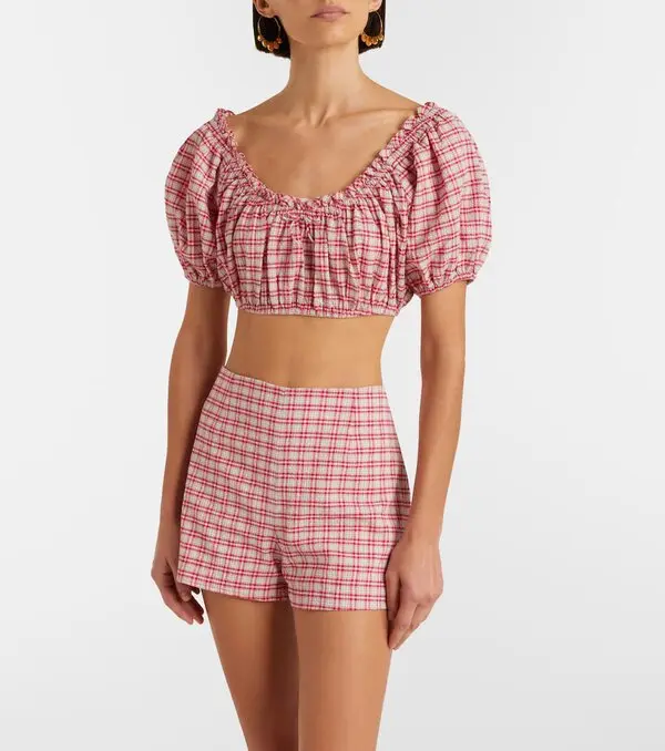 Faithfull The Brand Lila Checked Cotton Shorts