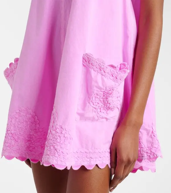 JULIET DUNN Embroidered Cotton Poplin Mini Dress - Pink