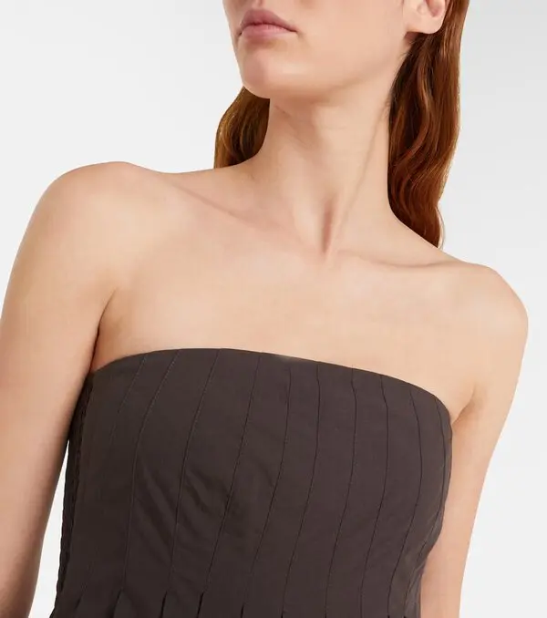 Proenza Schouler White Label Pleated Peplum Cotton Top