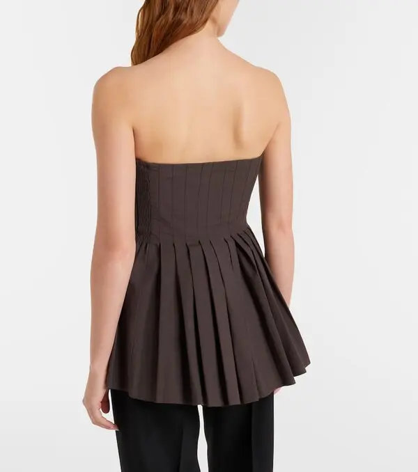 Proenza Schouler White Label Pleated Peplum Cotton Top