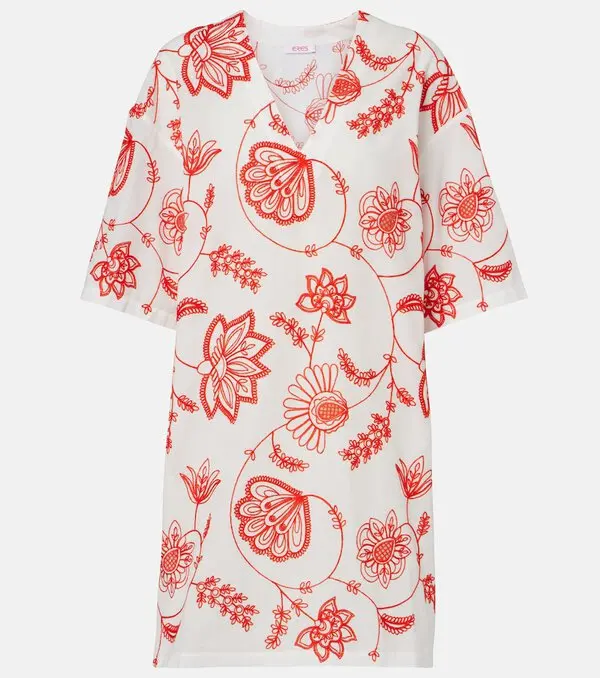 ERES Levia Embroidered Cotton-blend Minidress - Red