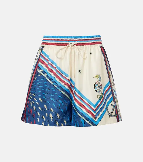 ALEMAIS Apollo Printed Silk Satin Shorts - Multicoloured