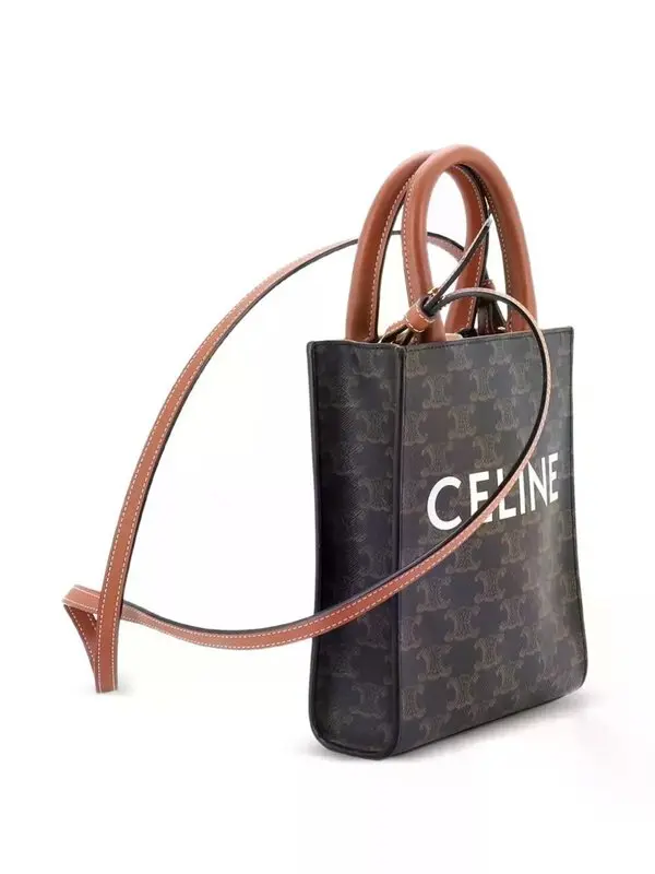 Celine Vertical Cabas Tote Triomphe Coated Canvas Mini Satchel