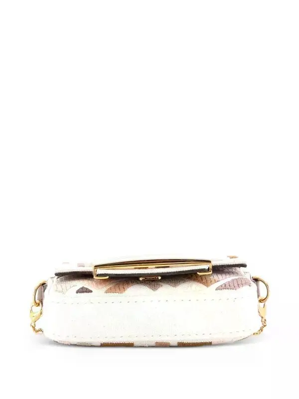 Fendi Zucca Embroidered Canvas Nano Baguette Charm Bag - Brown