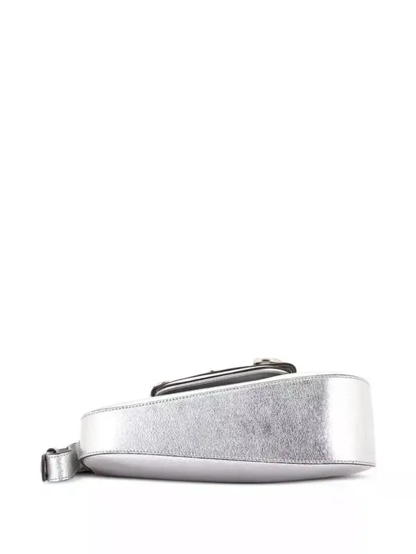 Gucci Horsebit 1955 Asymmetric Leather Small Shoulder Bag - Metallic