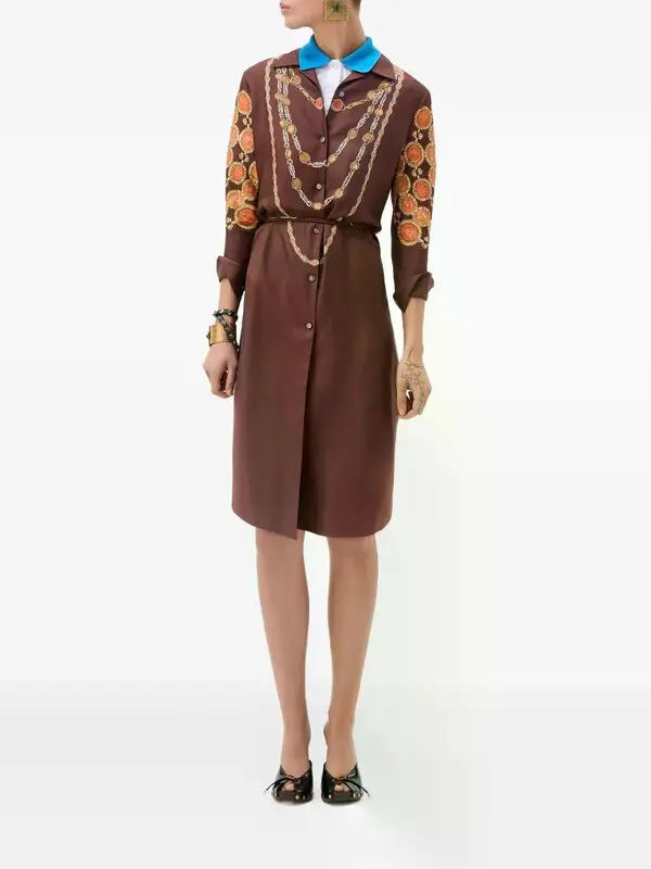 Versace Printed Silk Twill Mini Shirt Dress