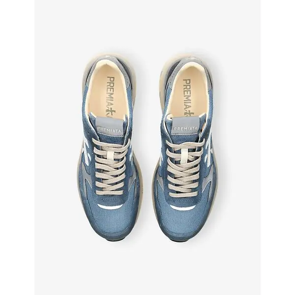 Premiata Mick Suede And Woven Trainers - Blue