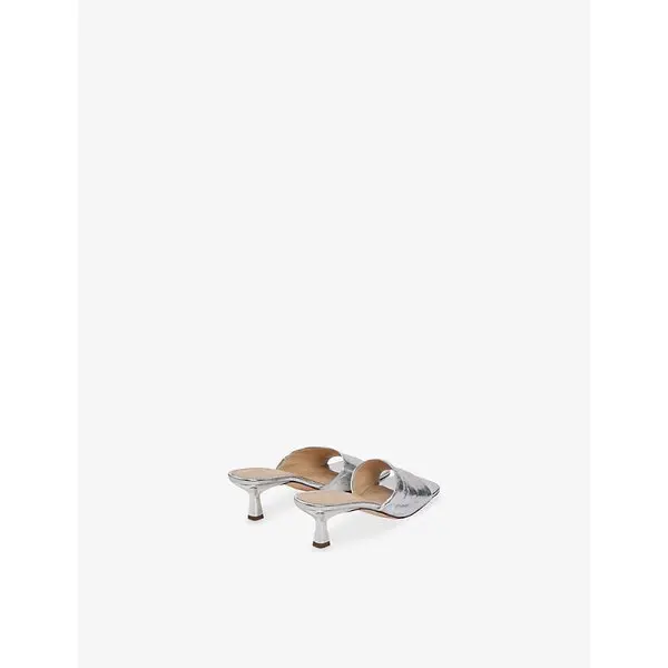 Sandro Crinkled Metallic-leather Heeled Mules - Silver