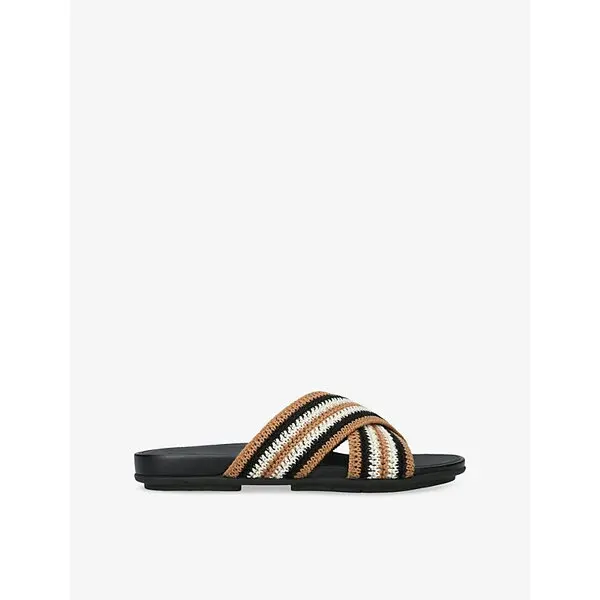Fitflop Gracie Stripe Woven Open Toe Slides - Black/comb