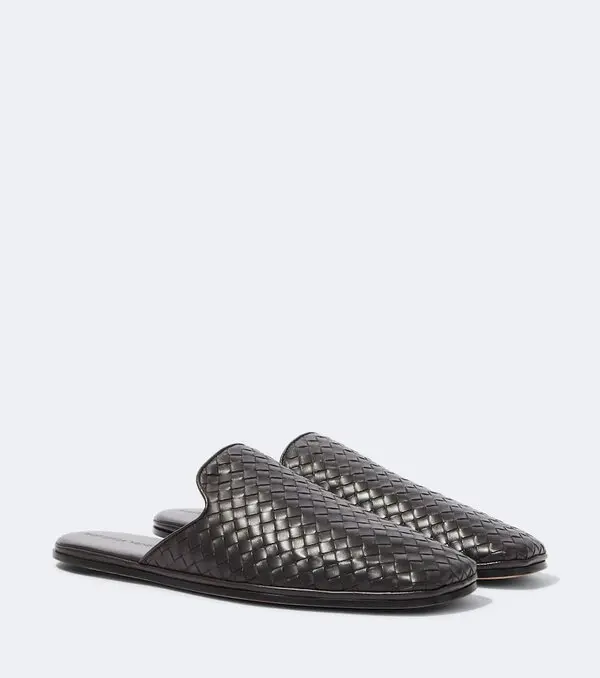 Bottega Veneta Palazzo Intrecciato Leather Mules - Brown