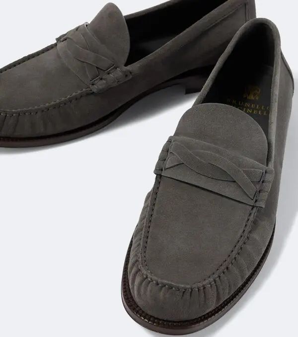 Brunello Cucinelli Suede Loafers - Grey