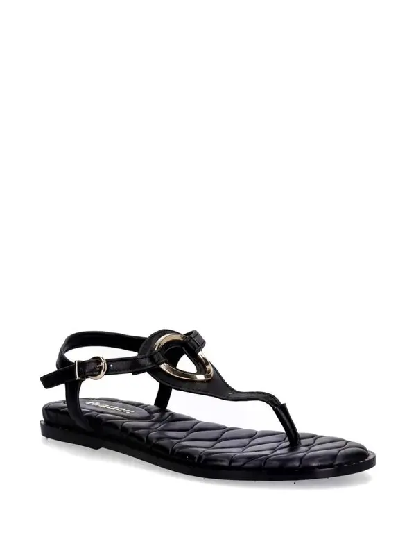 BLAUER. Quilted Footbed Flat Sandals With Gold-tone Hardware - Black