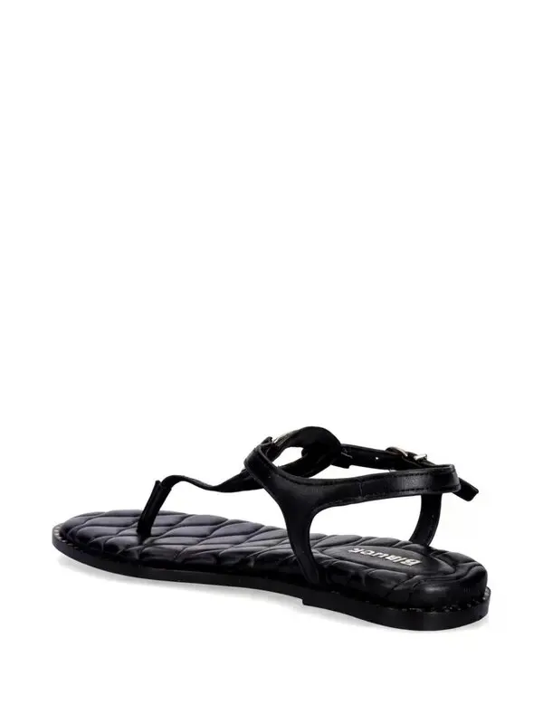 BLAUER. Quilted Footbed Flat Sandals With Gold-tone Hardware - Black
