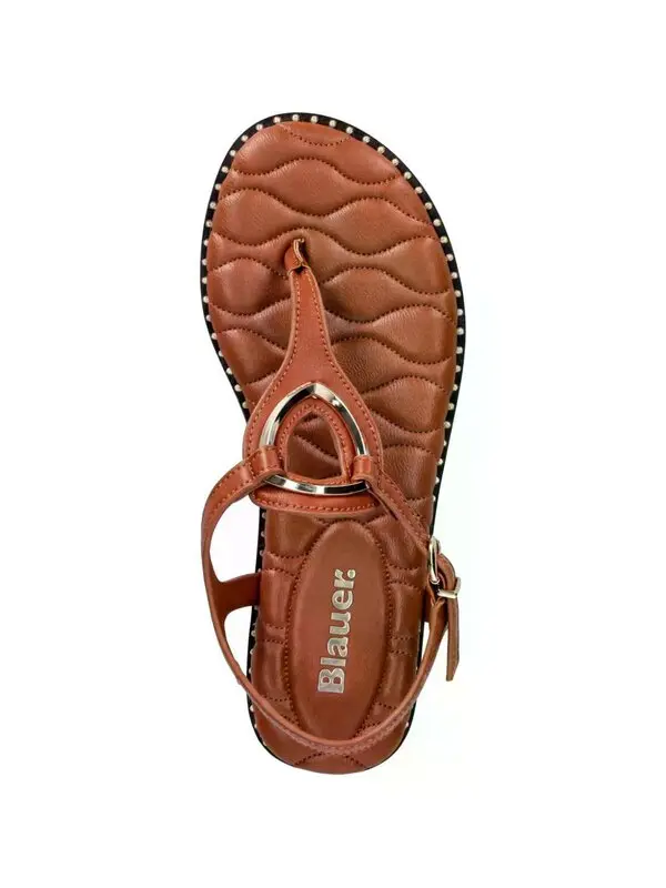 BLAUER. Ashley Quilted Leather Flat Sandals - Brown
