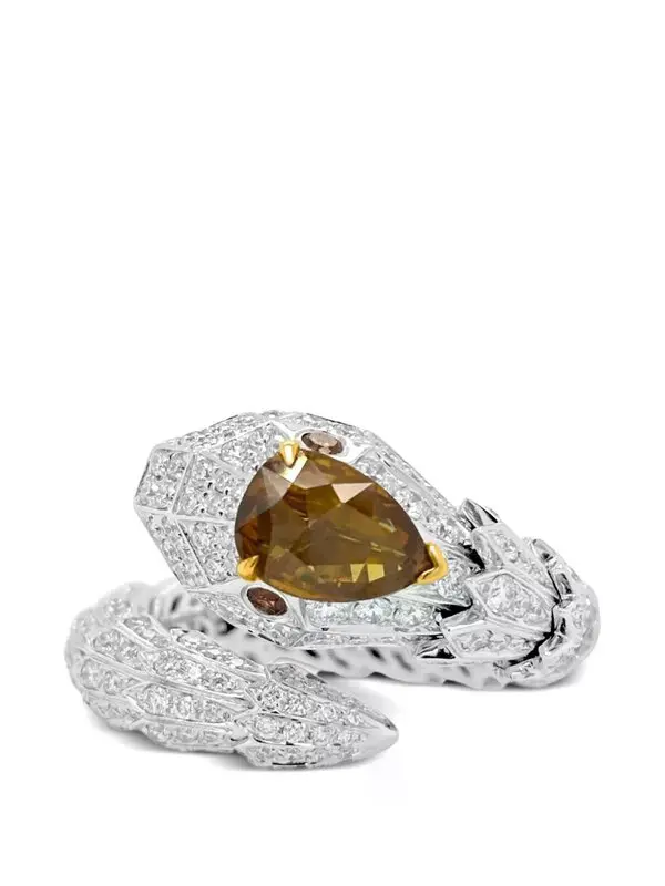 HYT JEWELRY Serpent-shape Diamond Cocktail Ring - Silver