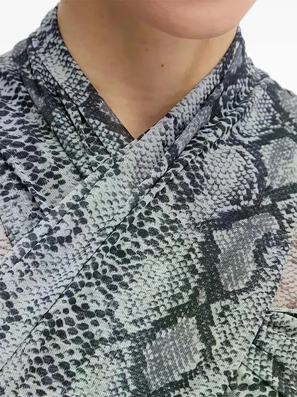 Bardot Snake-print Long-sleeve Bodysuit