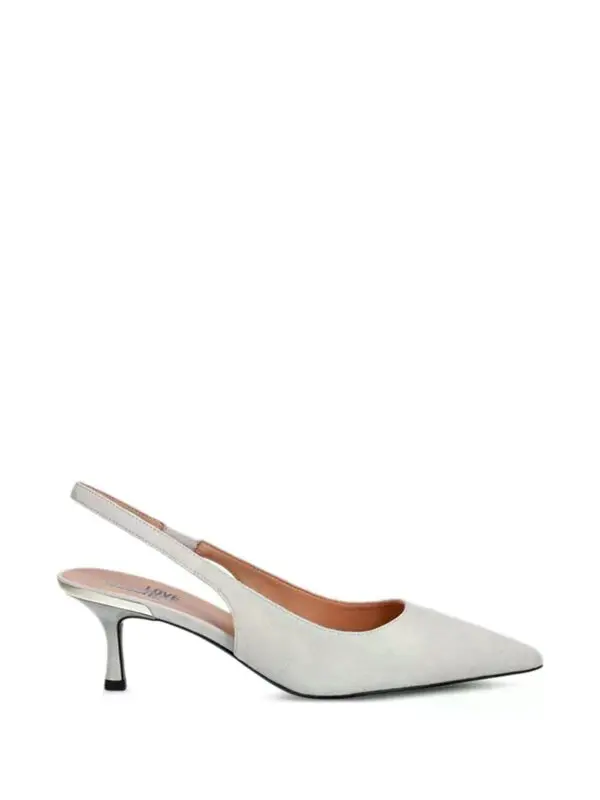 Moschino Pointed Toe Slingback Pumps With Gold-tone Heel - Neutrals