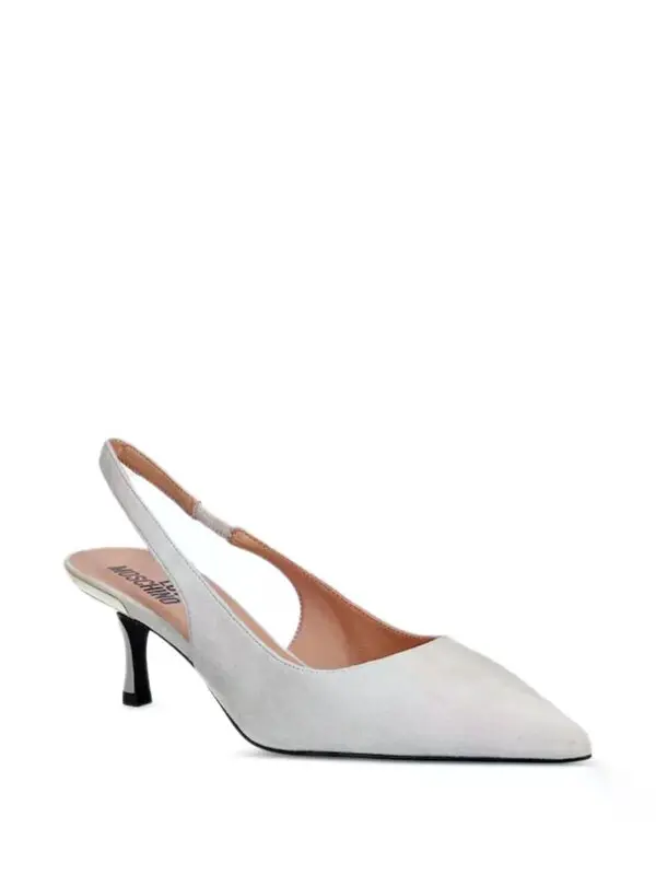 Moschino Pointed Toe Slingback Pumps With Gold-tone Heel - Neutrals