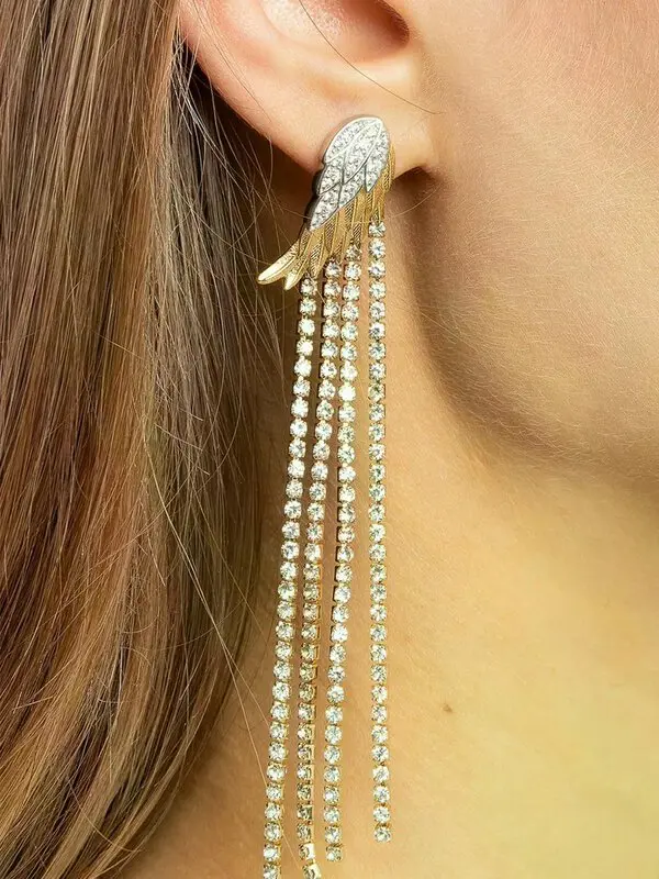 Zadig&Voltaire Rock Feather Strass Pendant Earrings
