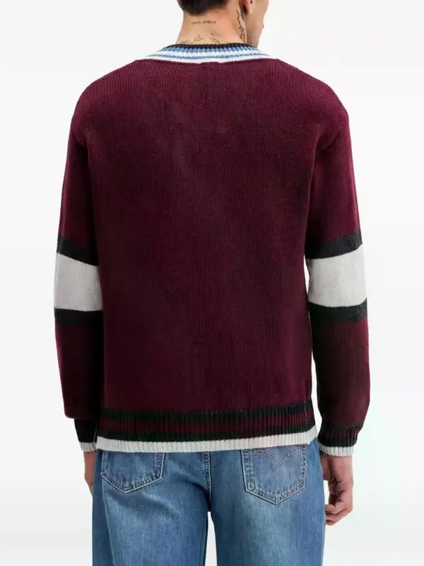 BENETTON Striped V-neck Sweater
