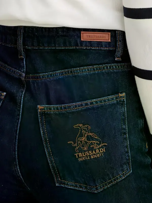 TRUSSARDI Logo Embroidered Straight Leg Jeans