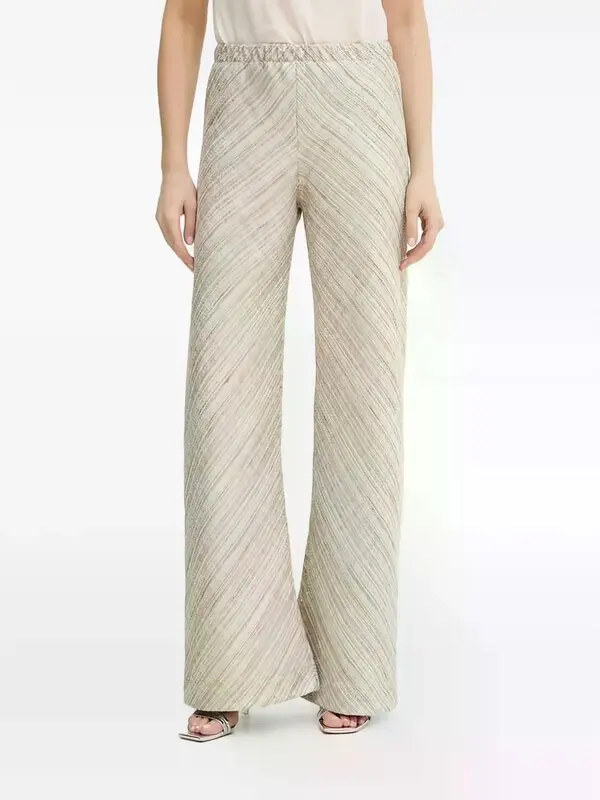 FORTE_FORTE Flared Trousers With Elasticated Waistband And Striped Pattern