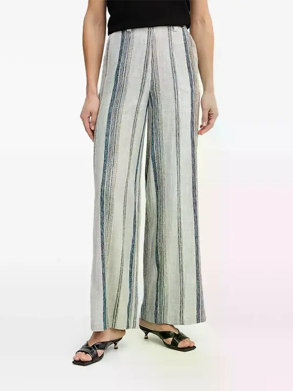 FRACOMINA Striped Wide-leg Trousers - Grey