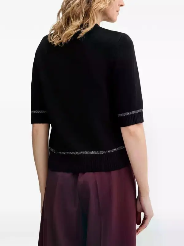 BENETTON Short Sleeve Sweater With Trim Detail