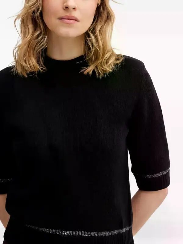 BENETTON Short Sleeve Sweater With Trim Detail