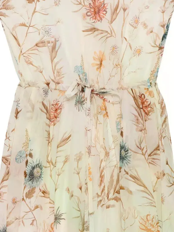 Eleventy Floral Print Tie-waist Maxi Dress - Neutrals