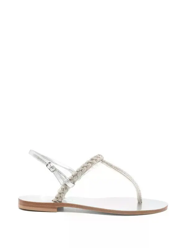EDDI CUOMO Tone Braided T-bar Flat Sandals