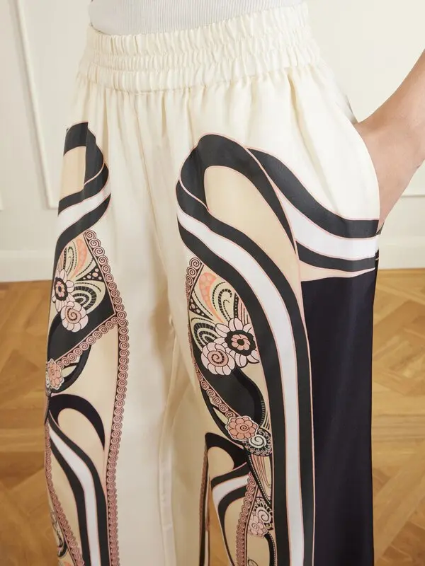 La DoubleJ Palazzo Printed Silk-twill High-waist Wide-leg Trousers - Multi