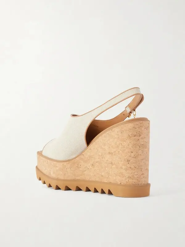 Stella McCartney Canvas Slingback Platform Wedge Sandals