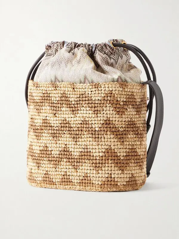 Missoni Small Striped Raffia Bucket Bag