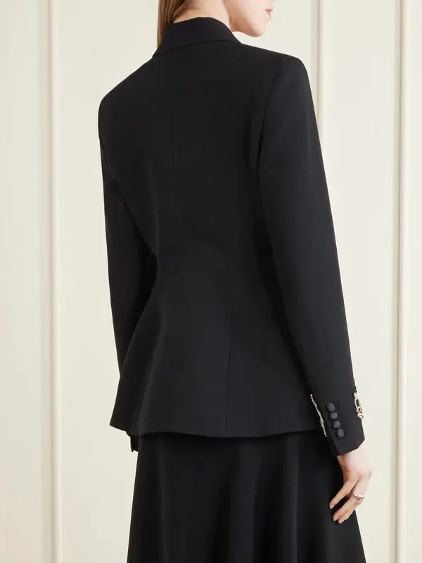 Erdem Embellished Grain De Poudre Wool Blazer