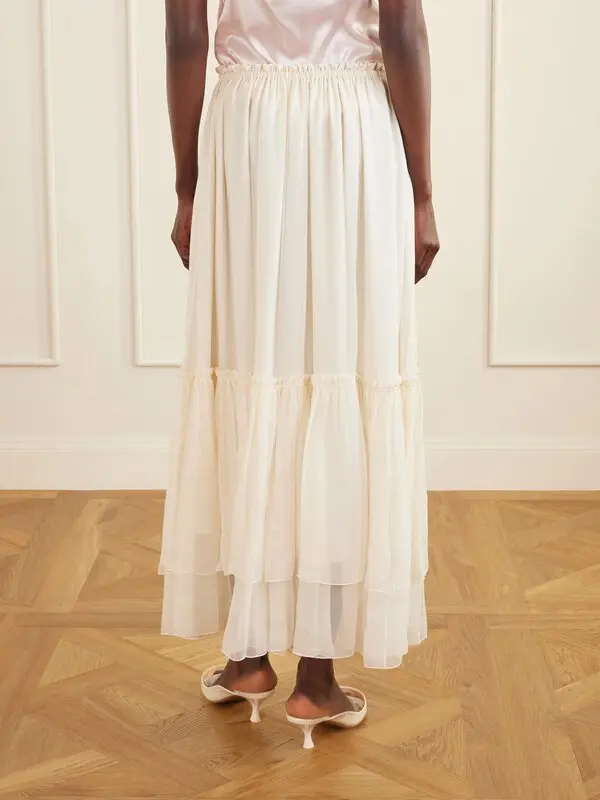 Chloé Tiered Silk Crepe De Chine Maxi Skirt